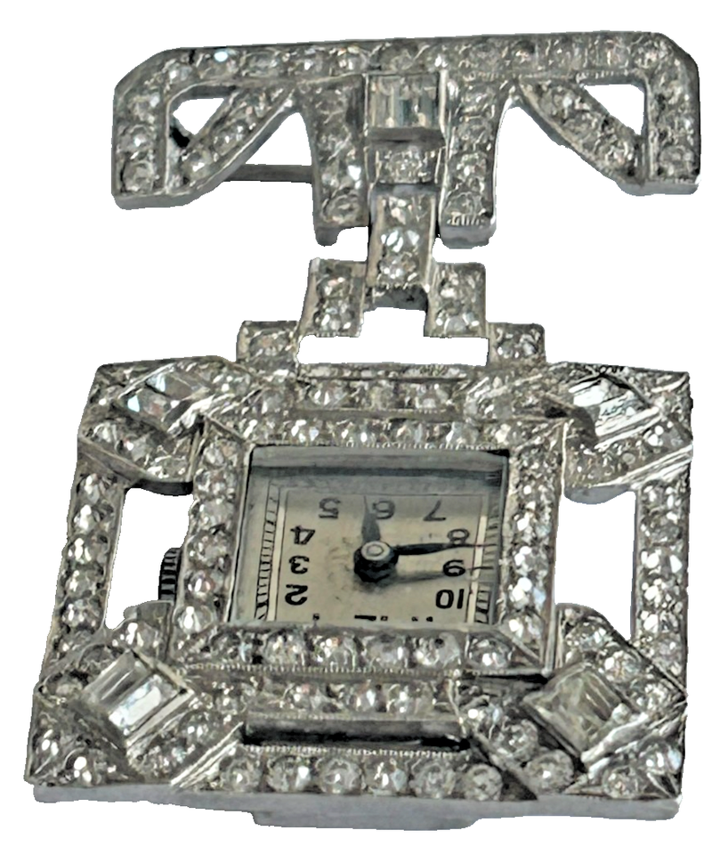 Antique Art Deco sterling silver paste watch brooch pin | eBay UK