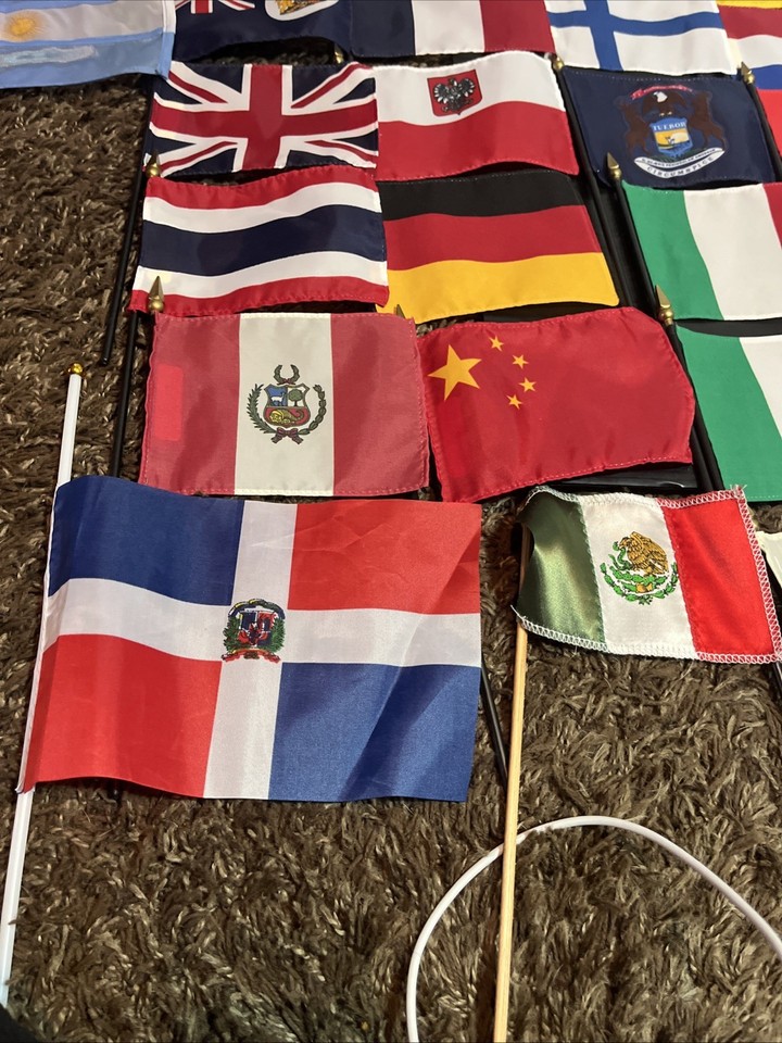 Lot of 32 Desk Display Flags Multiple Countries | eBay