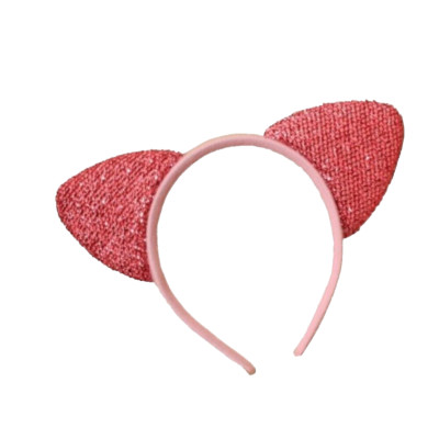 Pink Padded Sparkly Cat Ears Alice Hair Band Headband Animal Fancy ...