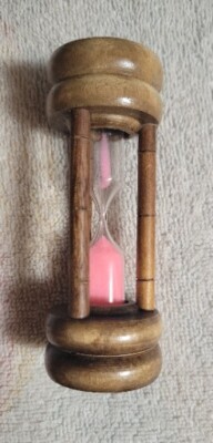 Vintage Wooden Egg Timer 3 Minute Pink Sand Hour Glass Game Night Timer ...