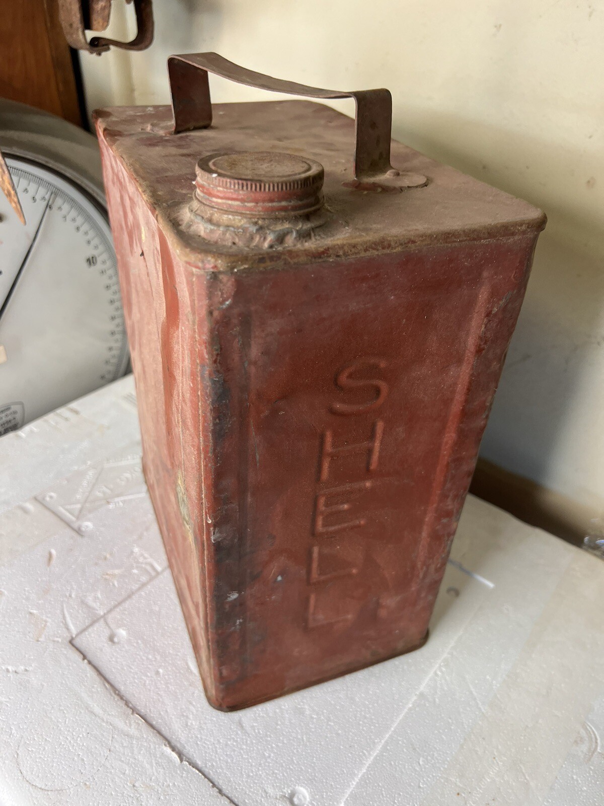 Vintage Shell 2 Imperial Gallon Running Board Csn Metal Petrol Jerry ...