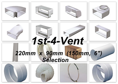 6", 220 x 90 Flat Channel Rectangular Plastic Ducting Extractor Fan ...