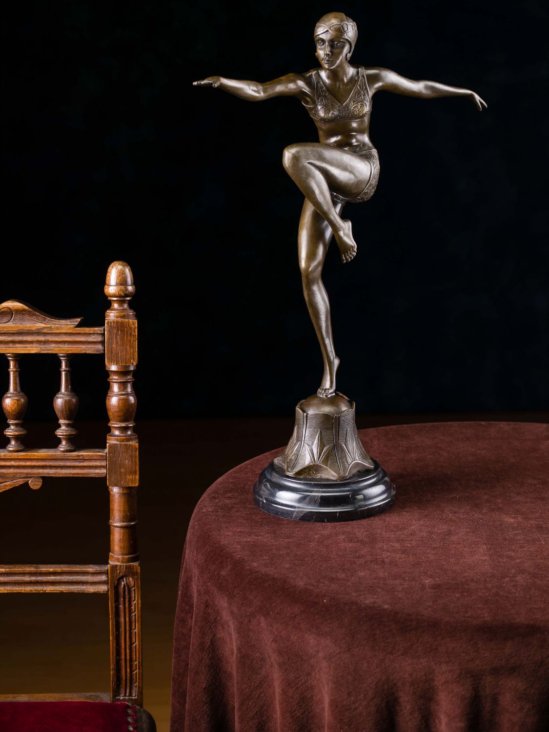 Bronzefigur Tänzerin Con Brio nach Ferdinand Preiss Bronze Art deko ...