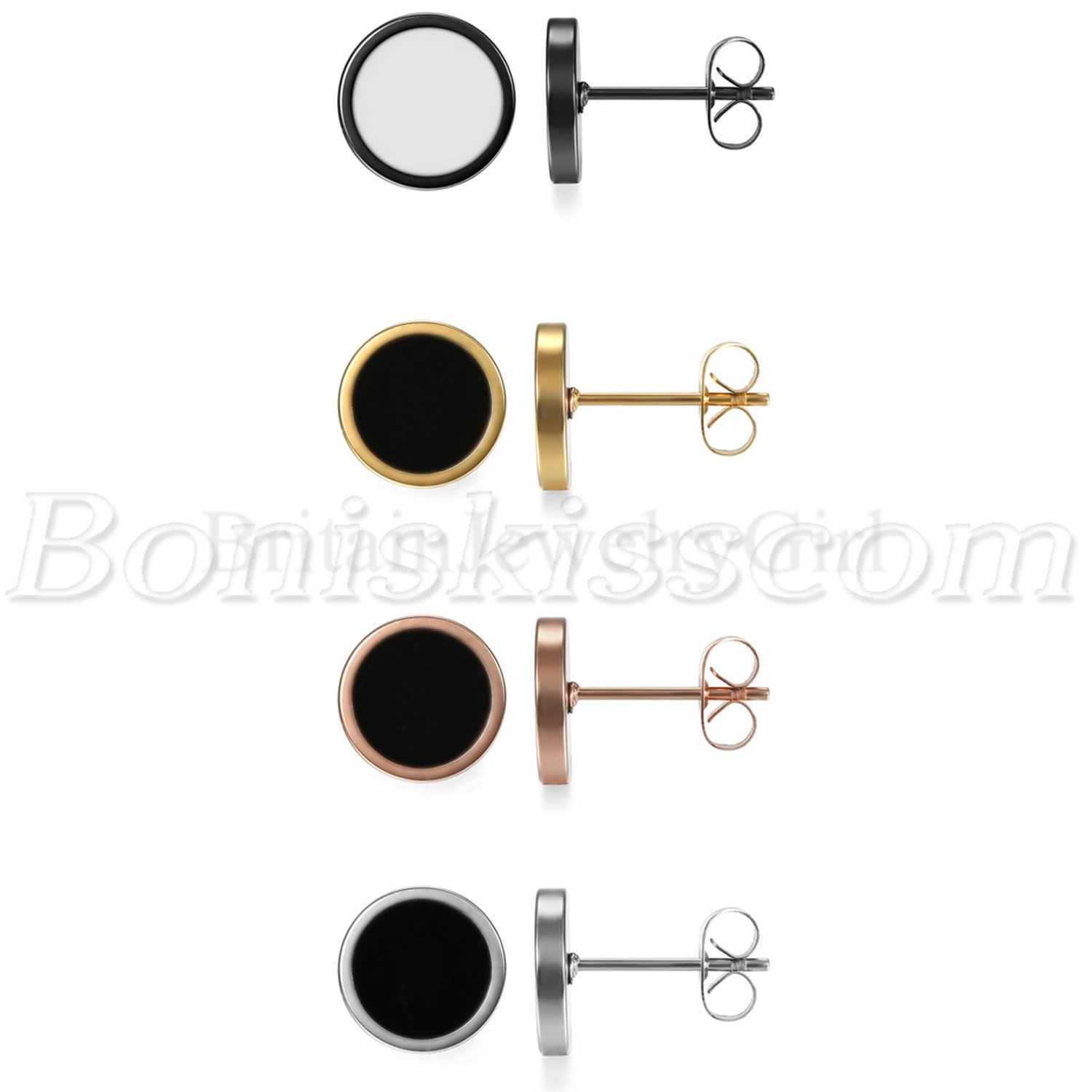 2pcs 10mm Men Women Stainless Steel Round Screw Back Ear Plugs Studs ...