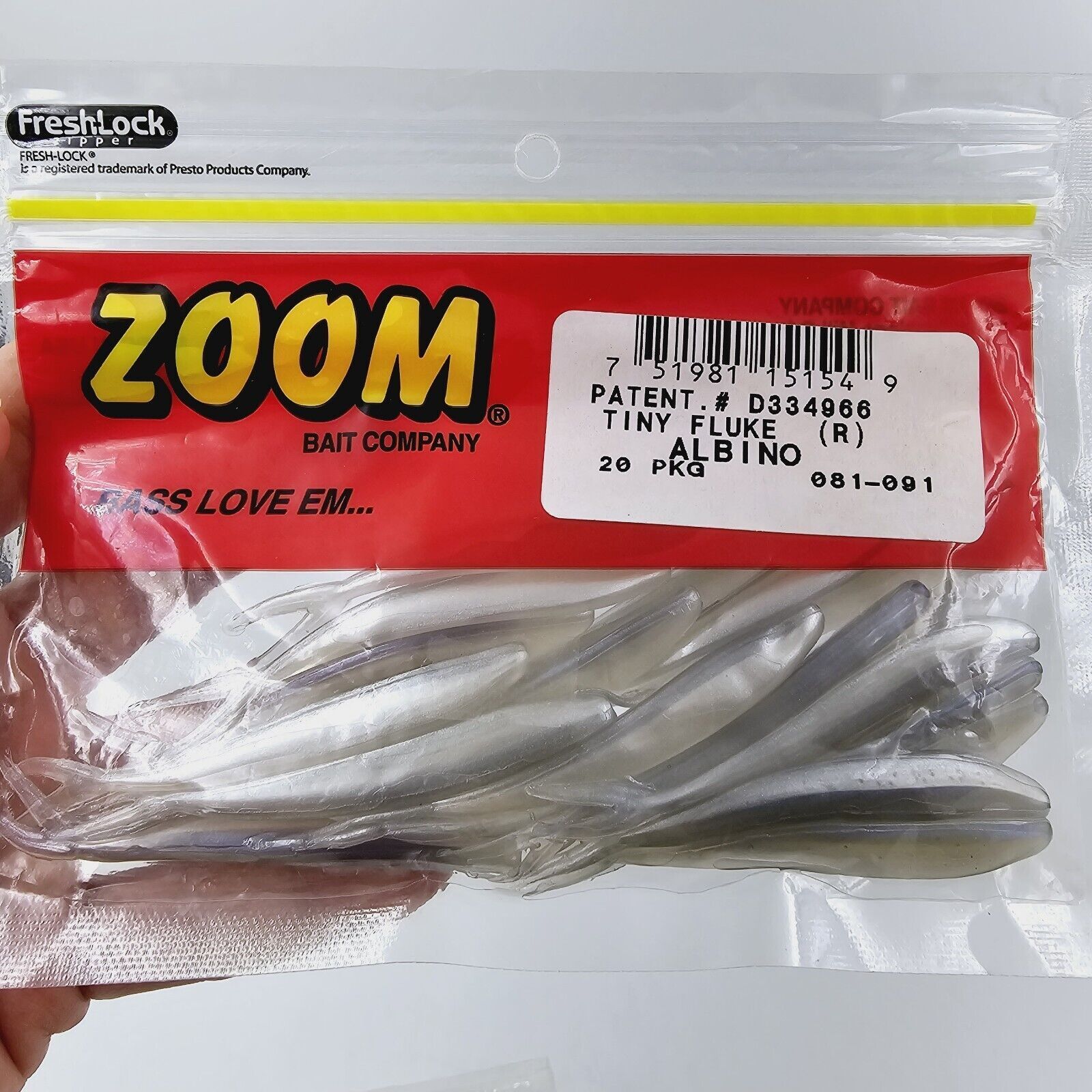 Zoom 3" Tiny Fluke 20 Count Pack You Pick Color Bass Crappie Fishing | eBay