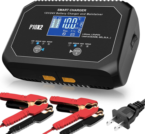 20-Amp (10 Amp 2 Bank) Dual Smart Marine Charger,Fully-Automatic Car ...