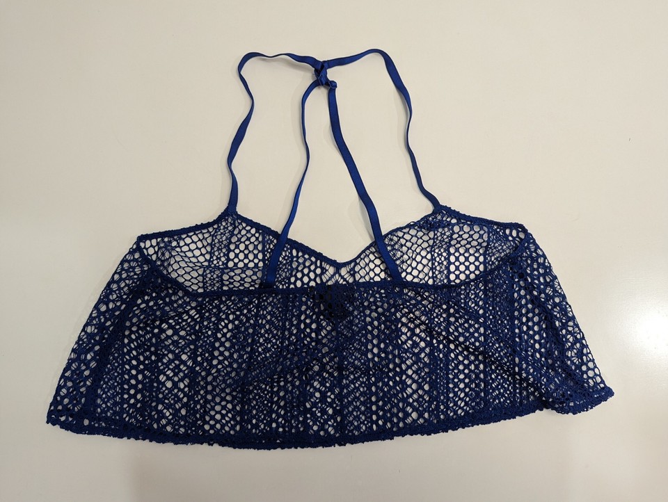 Victoria's Secret Blue Fish Net Lace Cami W/Crossed Back Straps Size L ...