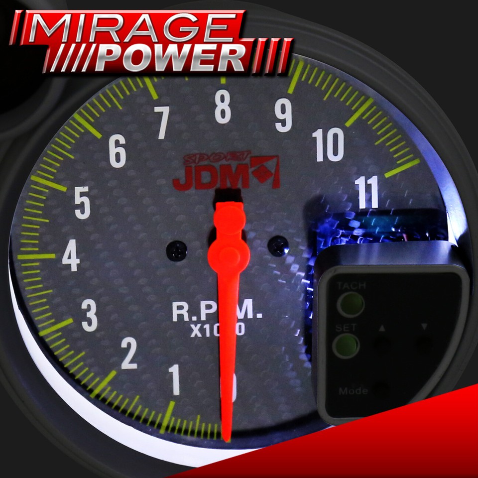 5" Carbon Fiber Face Programmable Tachometer 11K RPM Tach Gauge w ...