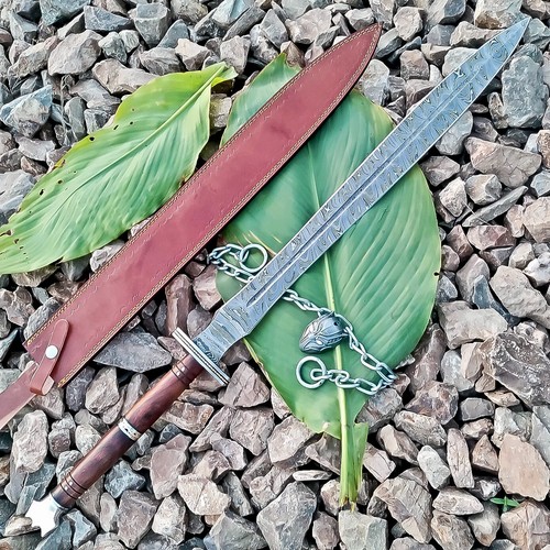 Handcrafted Damascus Steel Medieval Viking Sword, Sharp Sword ...
