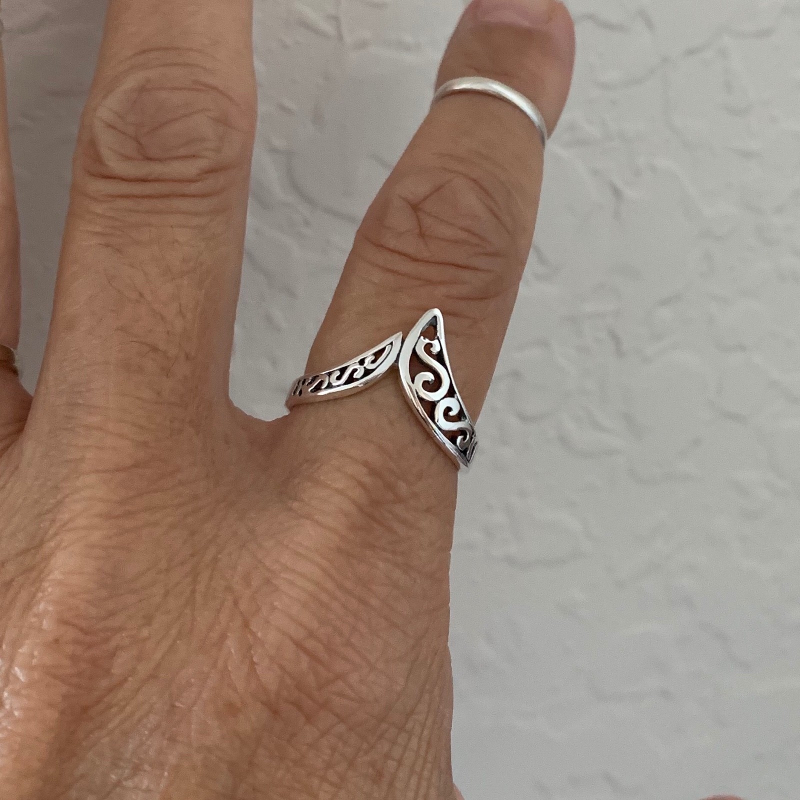 Sterling Silver Filigree V Shape Ring, Silver Ring, Filigree Ring, Boho ...
