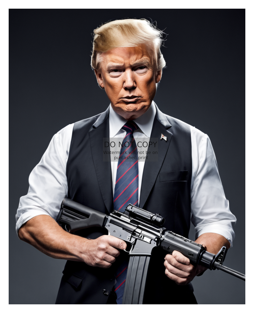 PRESIDENT DONALD TRUMP HOLDING AK-47 BADASS 8X10 AI PHOTO | eBay