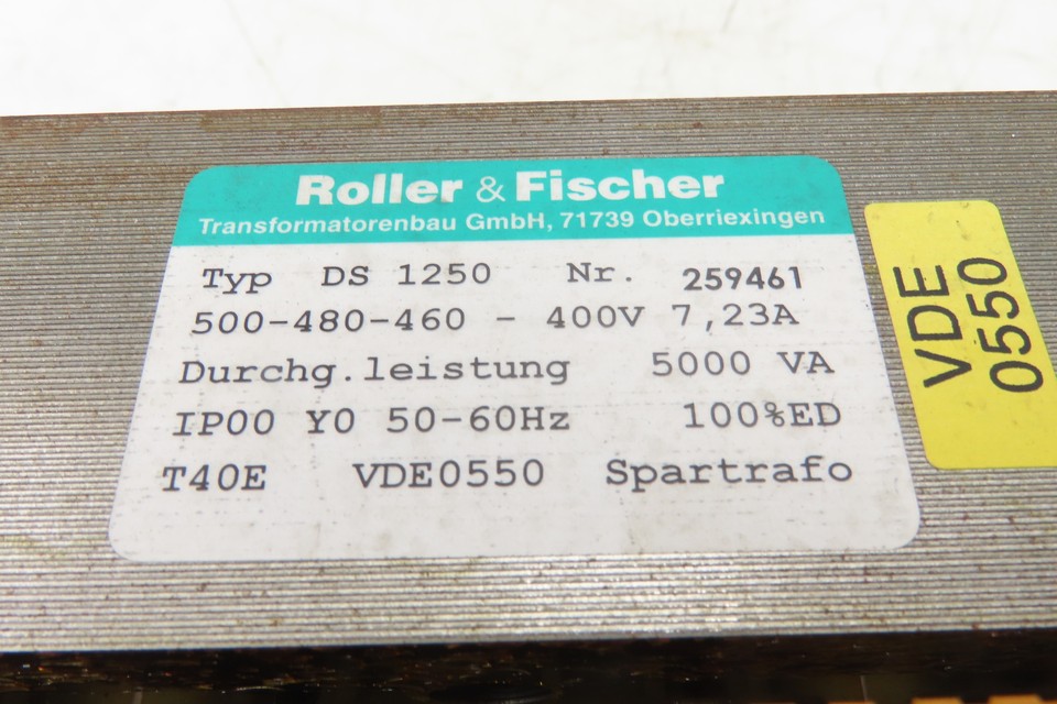 Roller & Fischer DS1250 Transformer 460-500v Pri 400v Sec 5kVA 3Ph | eBay