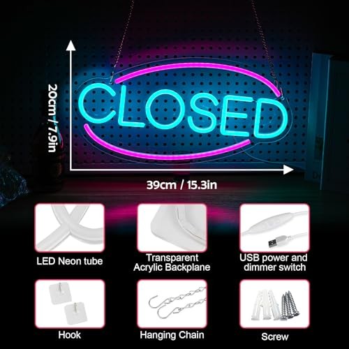 Closed Signs For Business Led Closed Sign Light Rose Red+Ice Blue ...
