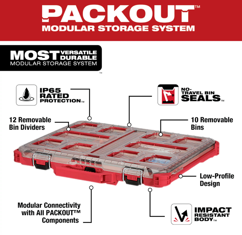 Milwaukee Packout Custom 3 Box Stack (Rolling Box, 2 Drawer, Low ...