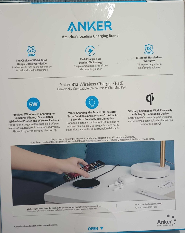 Anker PowerWave Pad Wireless Charger - A2503- Black | eBay