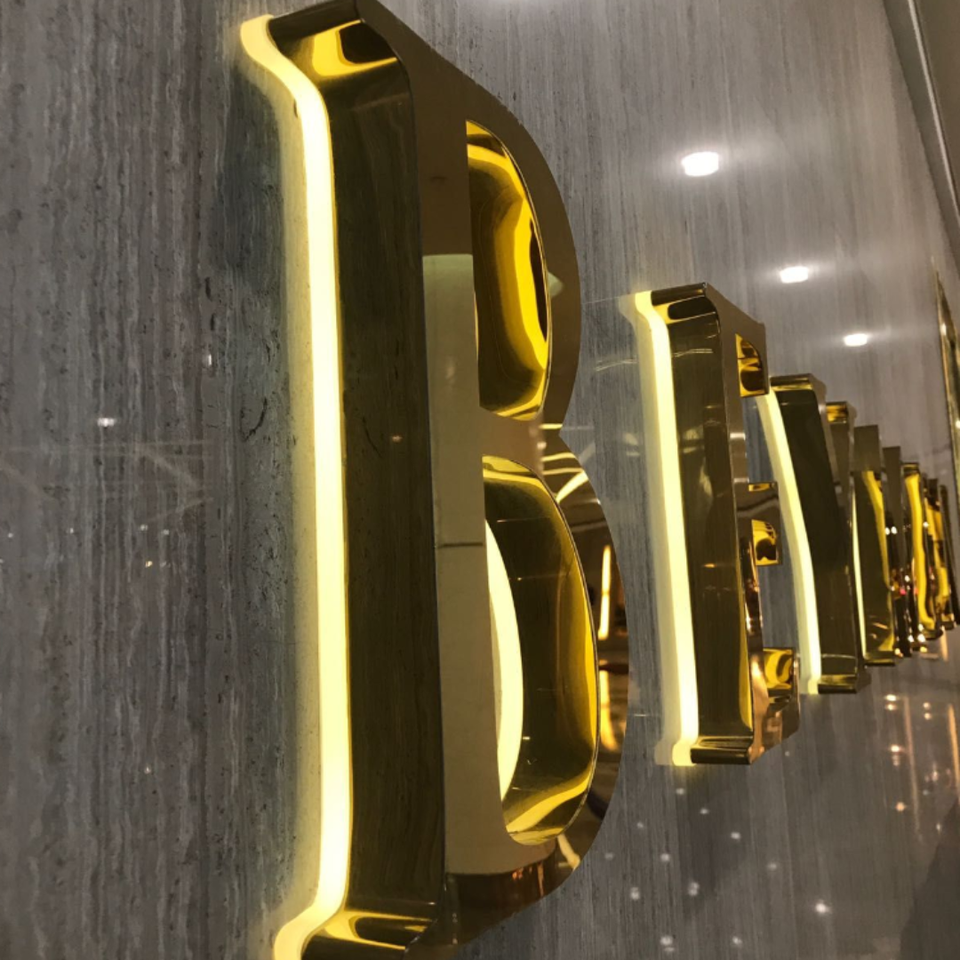 Custom 3D Metal Back Lit Letter Mirror Matte Glossy Polish Stainless ...