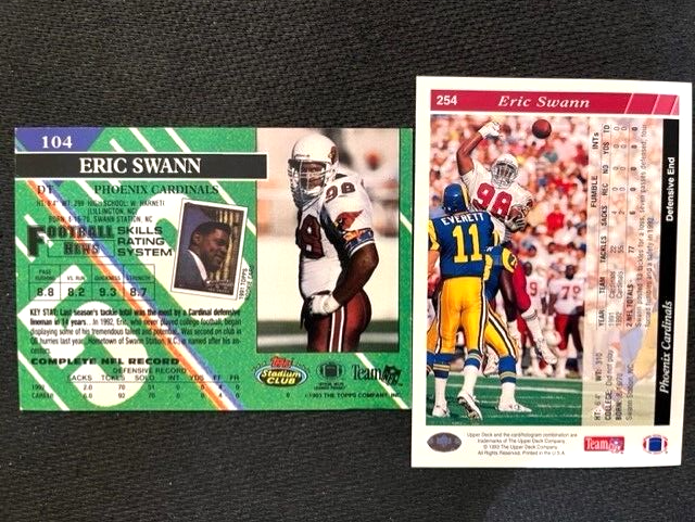 NFL - Eric Swann 1993 Topps Stadium Club & '93 Upper Deck Football ...