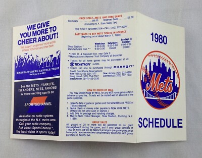 1980 New York Mets Baseball Pocket Schedule - SportsChannel | eBay