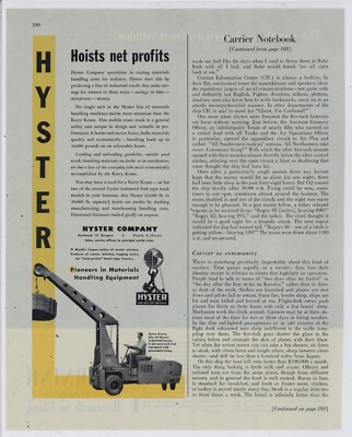 1945 Hyster Co. Ad: Karry Krane - Hoists Net Profits - For Any Lift or ...