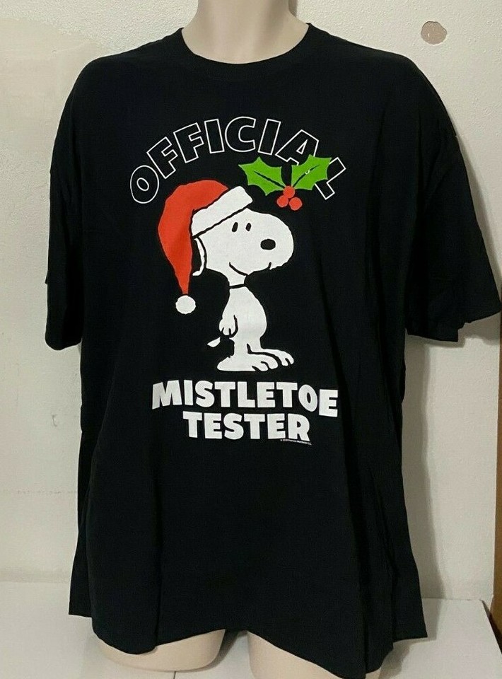Snoopy OFFICIAL MISTLETOE TESTER Peanuts SNOOPY Christmas TEE Men's XL ...