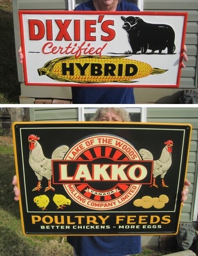 (2) Steel Feed & Seed Stores Metal Advertising Signs Lakko & Dixie Seed ...