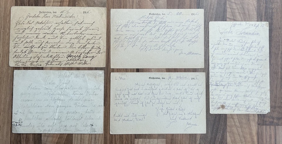 WW1 Field Postcards x 5. OAS German Soldiers writing home to Germany ...