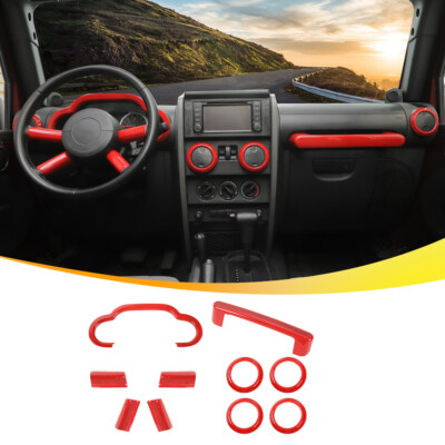 Red Car Center Console Inner Set Trim Cover Decor for Jeep Wrangler JK ...