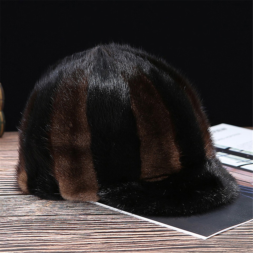 100% Real Mink Fur Hat Thicken Winter Warm Baseball Cap Fashion Peaked ...