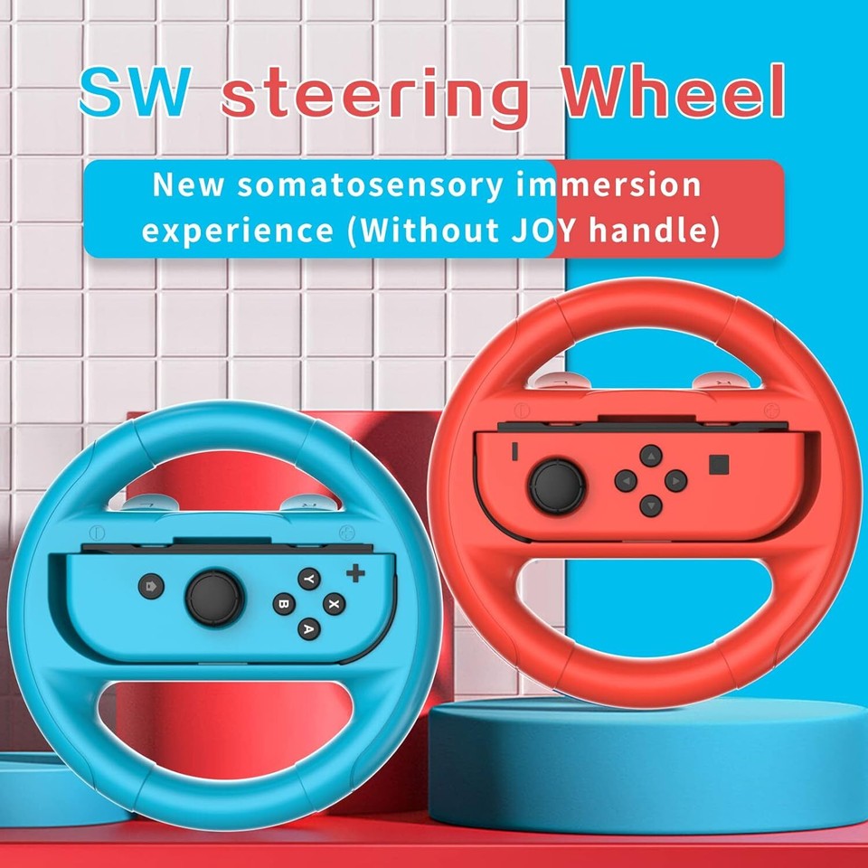 2 PCS Grips for Joy Con and 2 PCS Steering Wheel Compatible for ...
