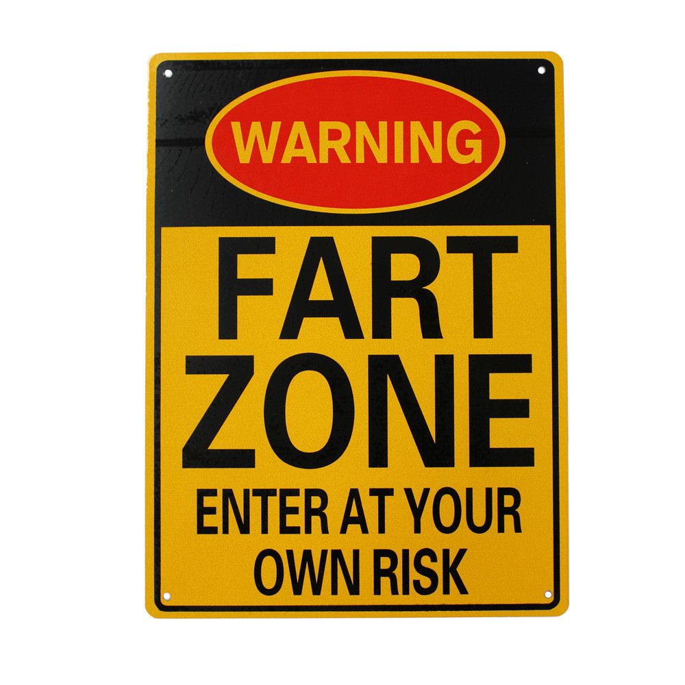 3x WARNING SIGN FART ZONE ENTER AT YOUR OWN RISK 200x300mm METAL SAFE ...