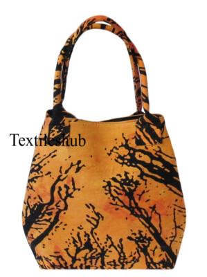 New Orange Forest Women Shopping Purse Cotton Handbags Indian Handmade ...