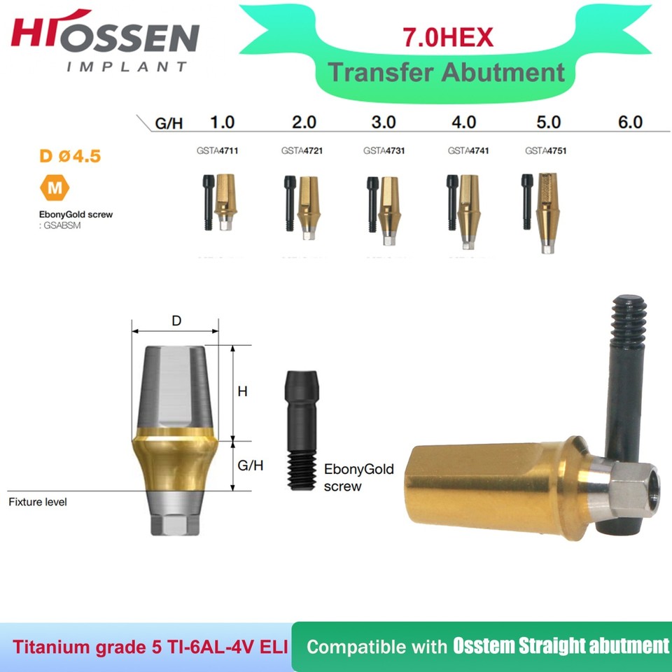 US Titanium Straight Transfer Hex Abutment Fit Hiossen ET/Osstem TS Mini/Regular | eBay
