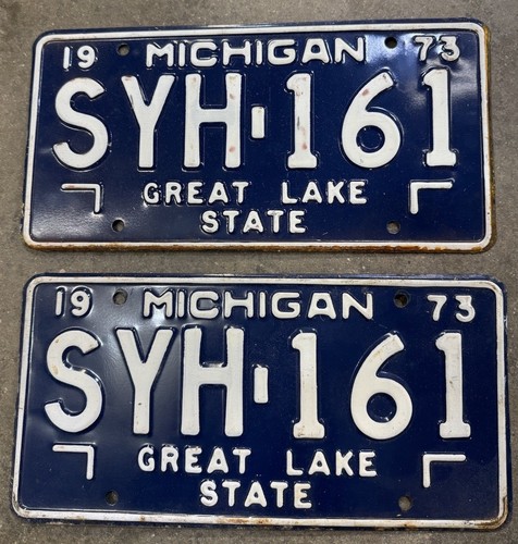 1973 Michigan License Plate Set “SYH-161” | eBay