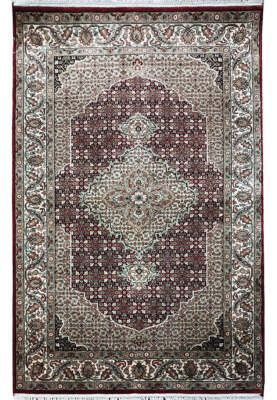 3x5 Wool and Silk Hand-Knotted Rug Burgundy Mahi Tabreez Carpet #F-5849 ...