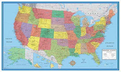 48x78 United States, USA, US Classic Elite Large Wall Map Poster Mural ...