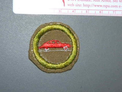 Boy Scout Merit Badge Automobiling narrow tan cotton thread circa '41 ...