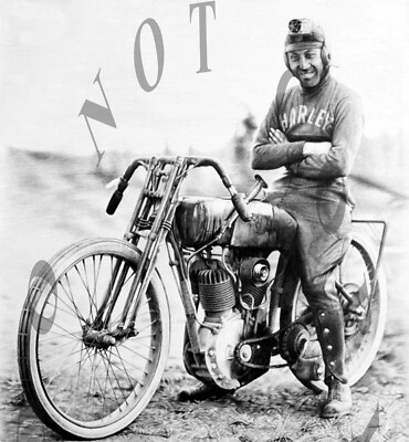 ANTIQUE REPRODUCTION 8X10 PHOTOGRAPH RACER HARLEY DAVIDSON MOTORCYCLE ...