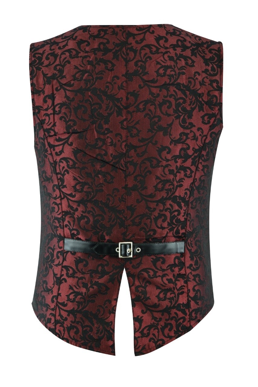 Premium Mens Vest Waistcoat Red Damask Velvet Goth Steampunk VTG ...