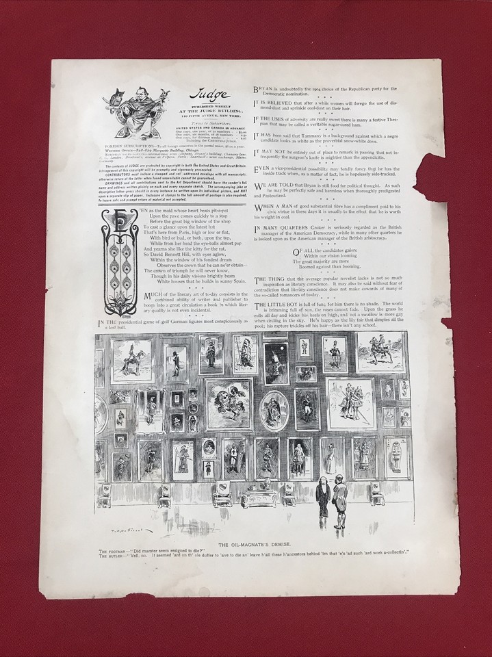 Judge magazine cover Hamilton King Edward Tammany Hall Croker June 28 ...