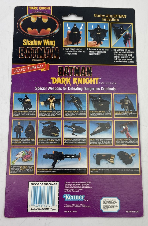 1990 Shadow Wing BATMAN Kenner The Dark Knight Collection Action Figure ...