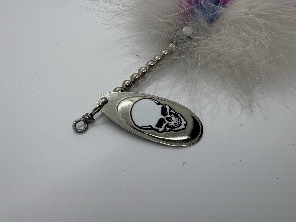 7” Dadson Blade Baits White Nickel Marabou FTFF! Bucktail Spinner Musky ...