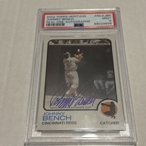 Topps Heritage Johnny Bench Signed Baseball Card ROA-JBN PSA 9 ...
