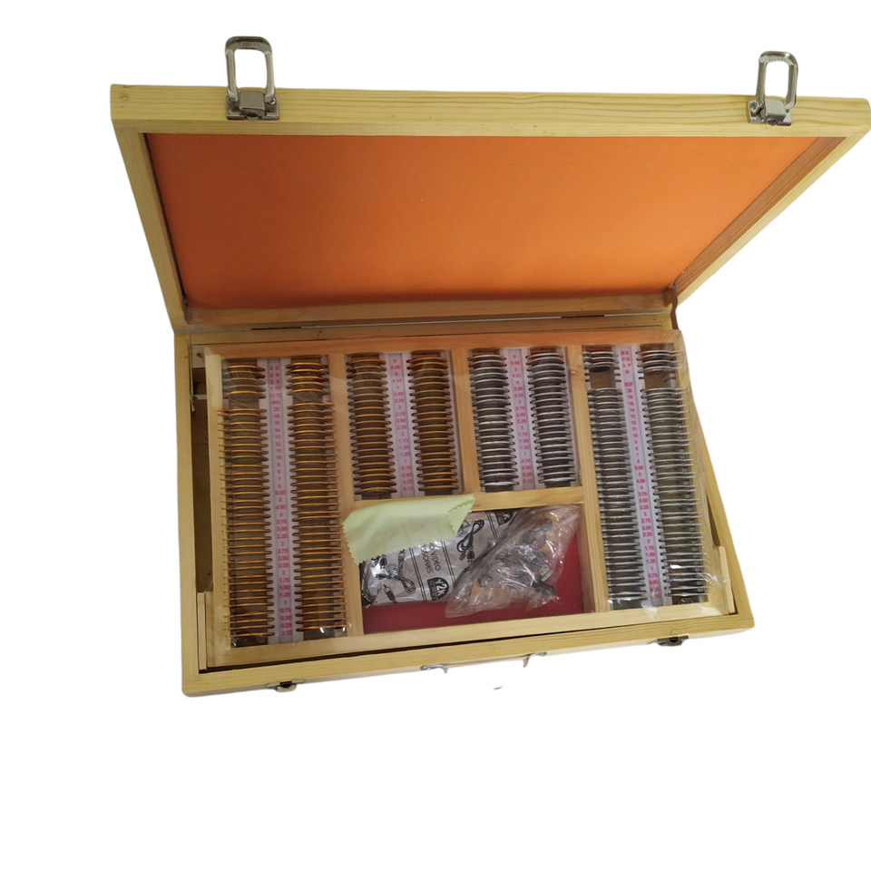 225 Pcs Refraction Box Trial Lens Set Wooden Case Optometry kit Free ...