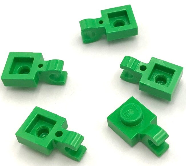 Lego 5 New Bright Green Plates Modified 1 x 1 w/ Open O Clip Horizontal ...