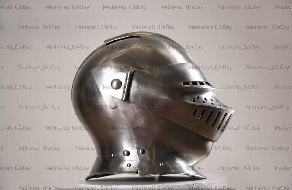18G Steel Medieval Bascinet Closed Armet Helmet Medieval Burgonet ...