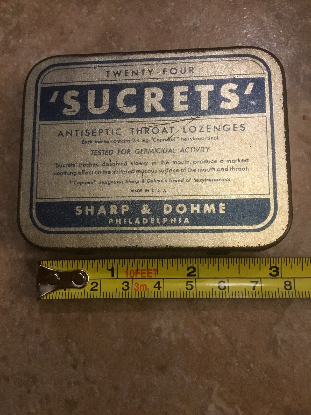 Vintage SUCRETS Tin Sharp Rare “Sucrets” Sharpe & Dohme Philadelphia 4 ...