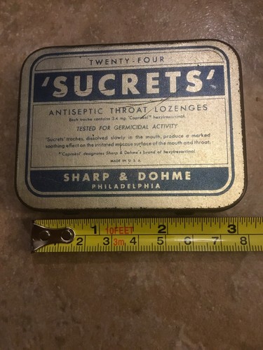 SUCRETS - Vtg Tin Sharp Rare “Sucrets” Sharpe & Dohme Philadelphia 4” X ...
