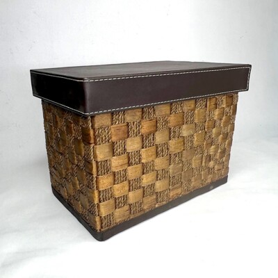 Woven Box with Leather Lid | eBay