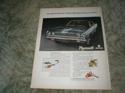 1969 Plymouth Road Runner Car ad V8 383 Muscle Car Mopar 10 x 13" | eBay