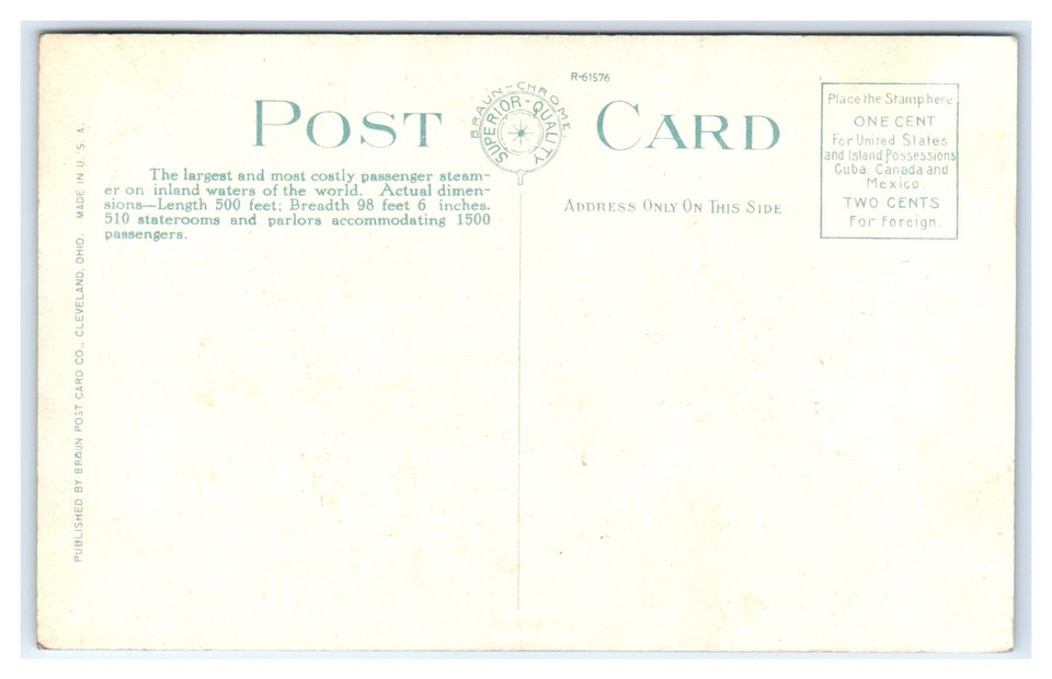 Cleveland, OH Postcard- Steamship SEEANDBEE С B LINE - CLEVELAND AND ...